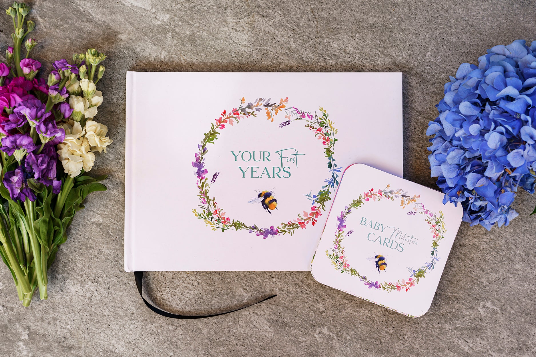Bee Memory Book & Milestone Cards Gift Set – Designs By Fleur